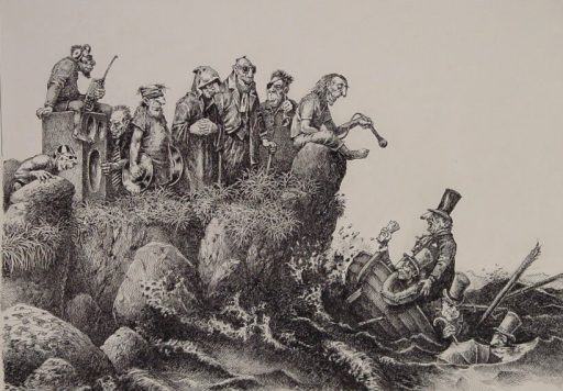 Max Peter Haering, Küste der Blinden, 1987, Tuschzeichnung, 26 cm x 33 ...